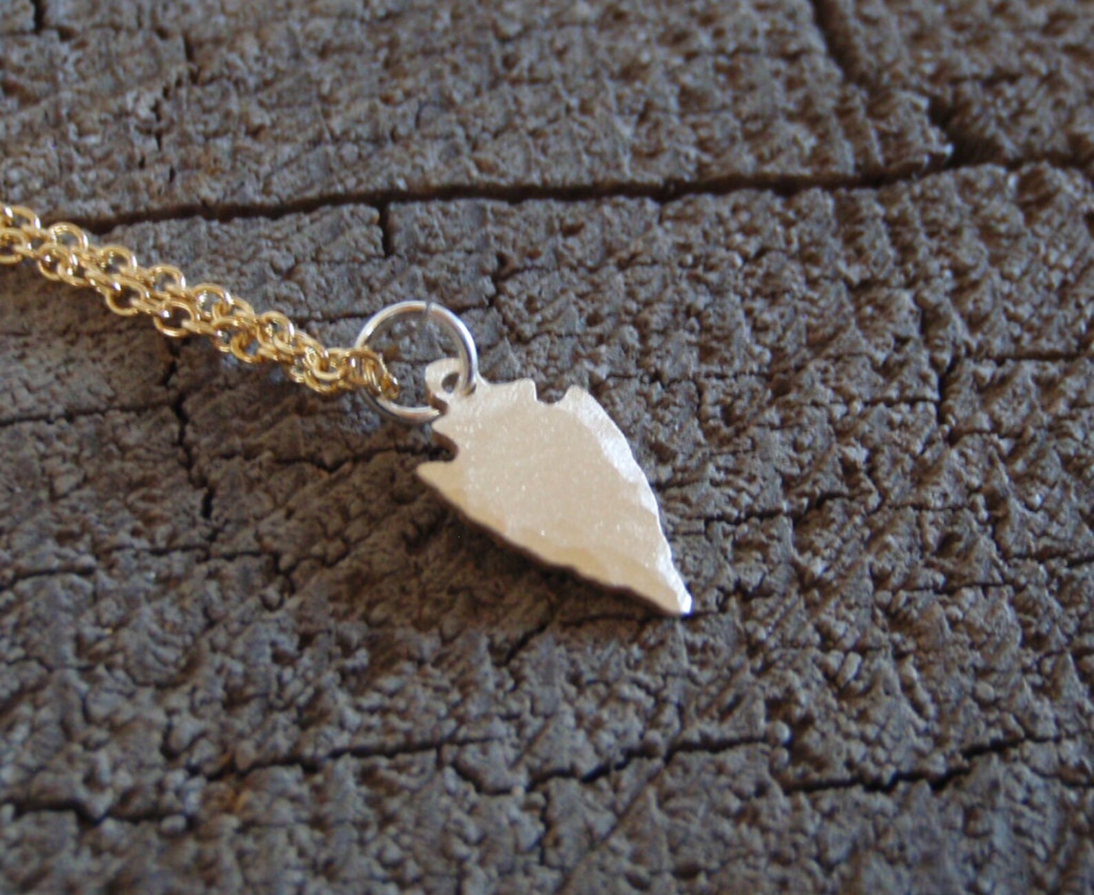 14k Solid Gold Tiny Arrow Head Charm Necklace | Etsy