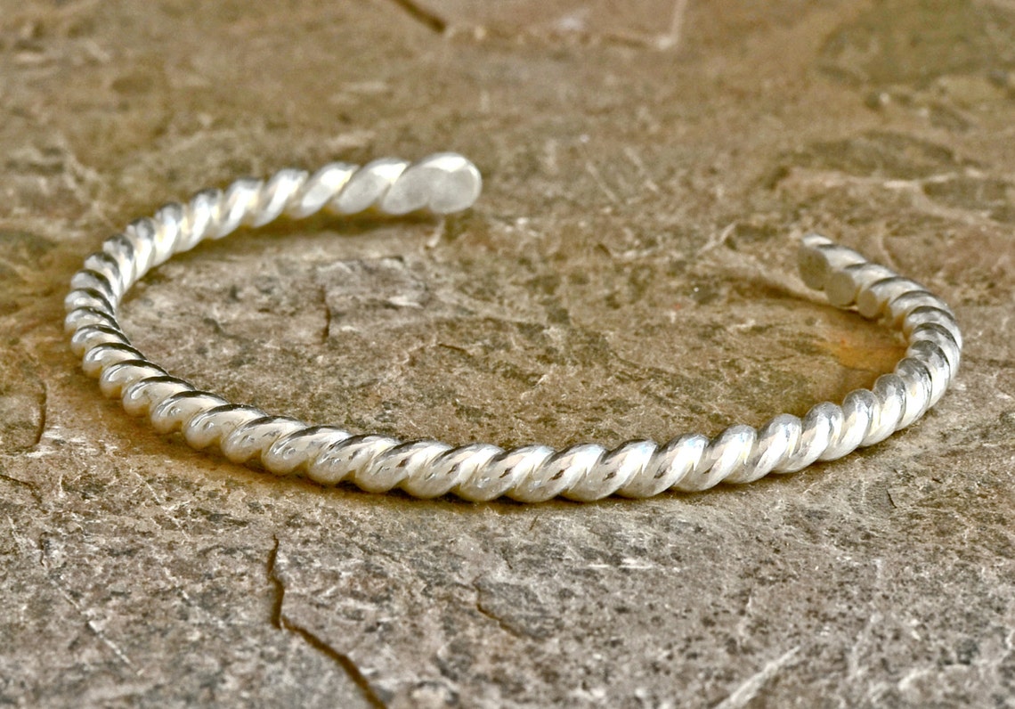 Sterling Silver Twisted Wire Cuff Bracelet Solid 925 BR064 - Etsy