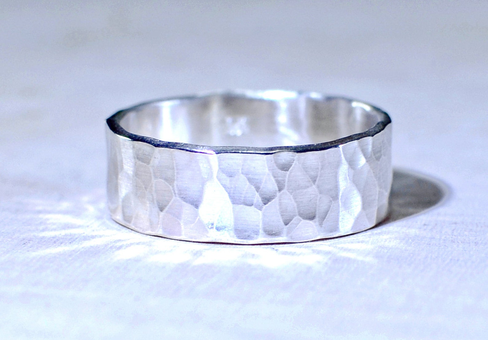 Hammered Sterling Silver Ring Handmade to Blend Bright Sparkle - Etsy