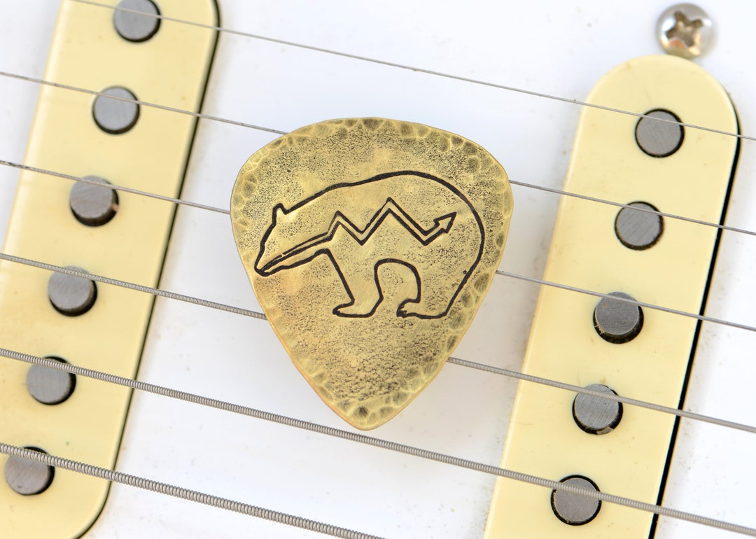 Spirit Bear Bronze Guitar Pick With Artisan Handmade Bear Stamp Work ...