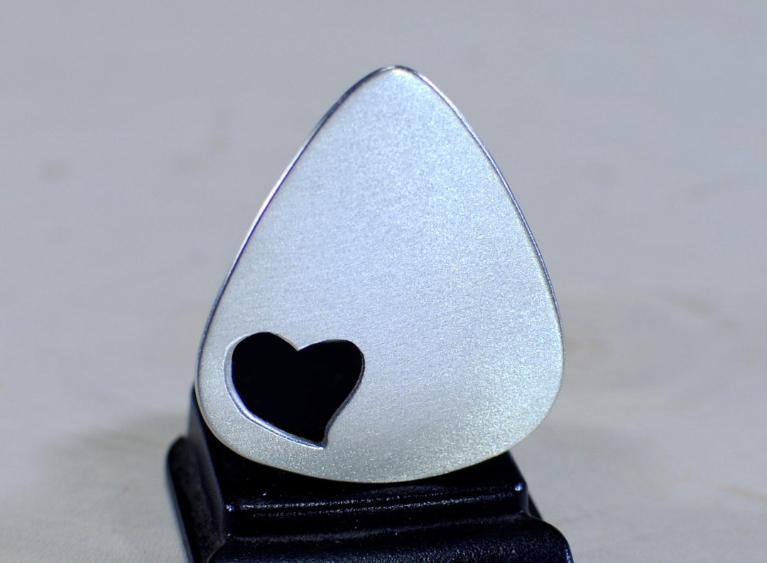 Love Guitar Pick Handmade Aluminum With Heart Cut Out - GP659 - Etsy