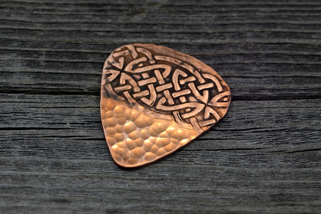 Copper Guitar Pick With Celtic Knot Work and a Sparkling Hammered ...