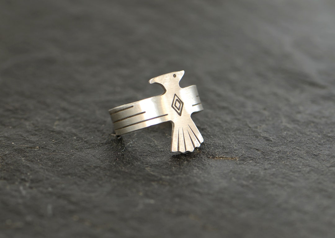 Silver Thunderbird Ring - Adjustable Open Back Ring - Southwestern ...