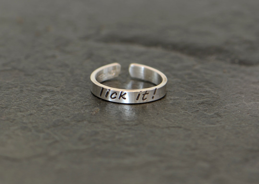 Dainty Sterling Silver Toe Ring With Lick It Handmade Funny Toe Ring - Etsy