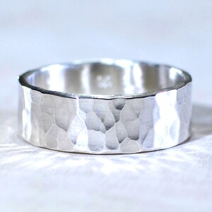 Hammered Sterling Silver Ring Handmade to Blend Bright Sparkle and ...