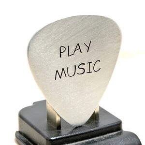 Guitar Pick Handmade and Hand Stamped With Play Music in Aluminum ...