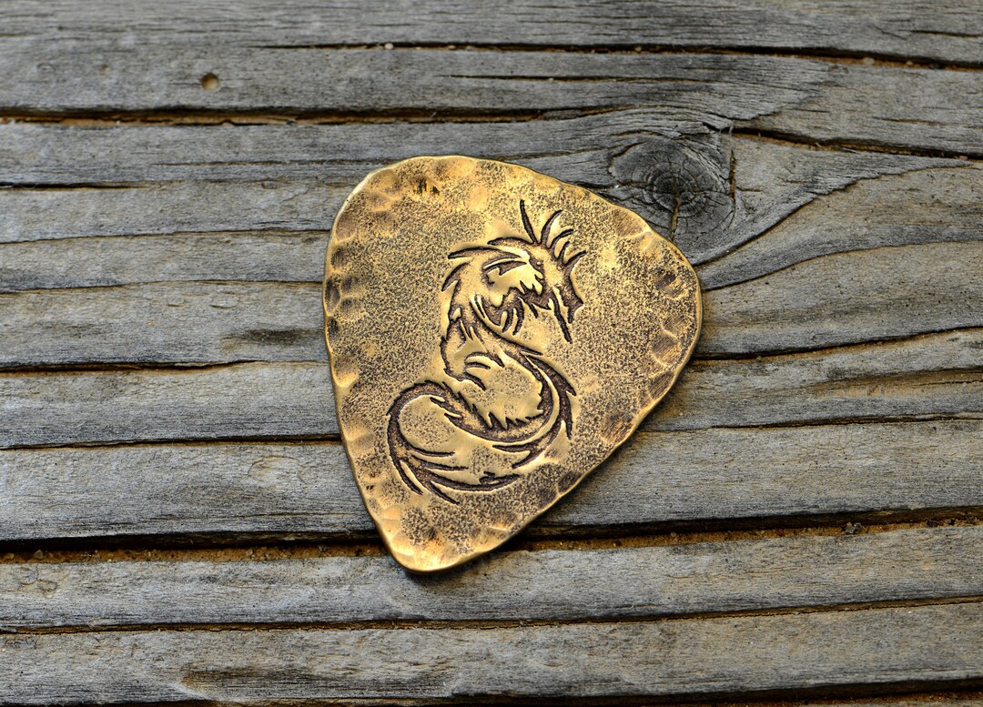 Bronze Guitar Pick - Playable With Dragon and Hammered Texture - Etsy
