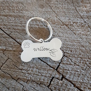 Silver Dog Tag in Shape of Bone - Etsy