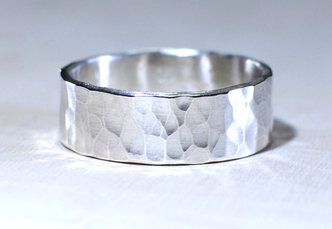Hammered Sterling Silver Ring Handmade to Blend Bright Sparkle | Etsy