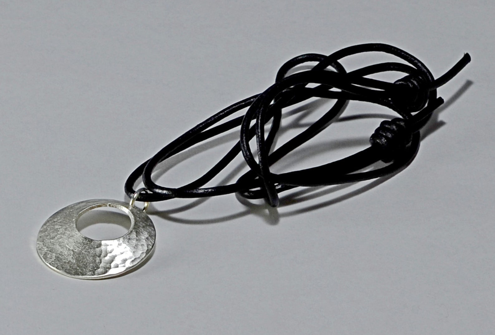 Hammered Sterling Silver Disc Necklace Handmade With Window - Etsy