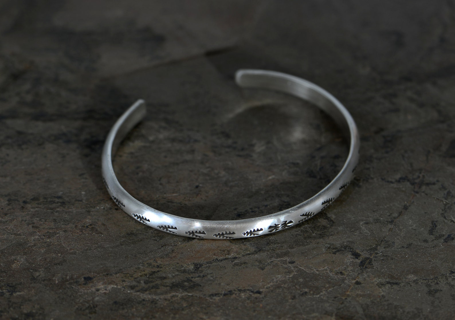 Sterling Silver Half Round Cuff Bracelet With Southwestern Pattern ...