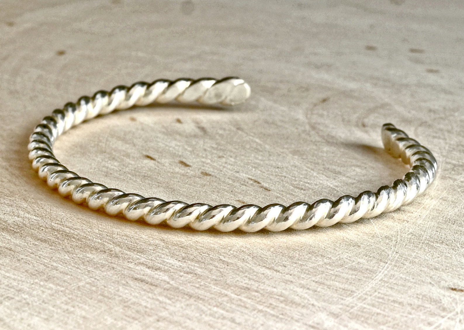 Sterling Silver Twisted Wire Cuff Bracelet Solid 925 BR064 - Etsy