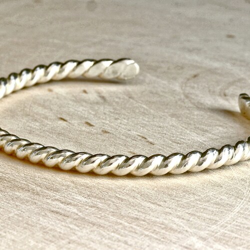 Sterling Silver Twisted Wire Cuff Bracelet Solid 925 BR064 - Etsy