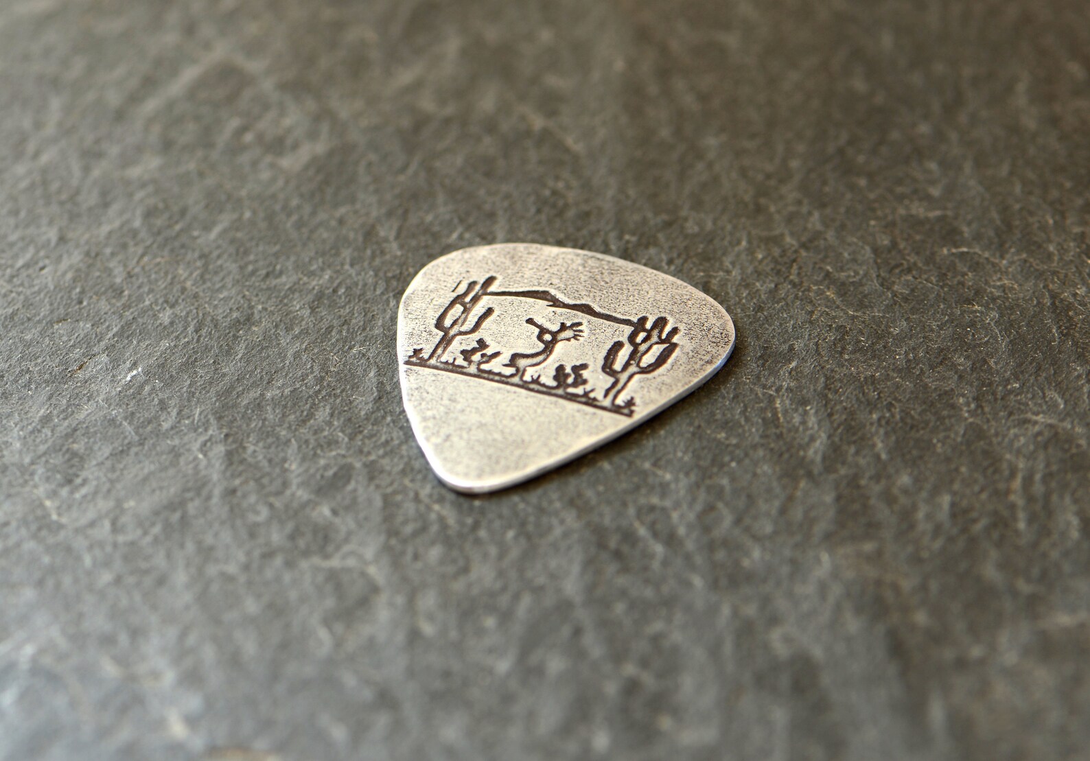 Sterling Silver Guitar Pick - Playable With Kokopelli and Saguaro Cacti ...