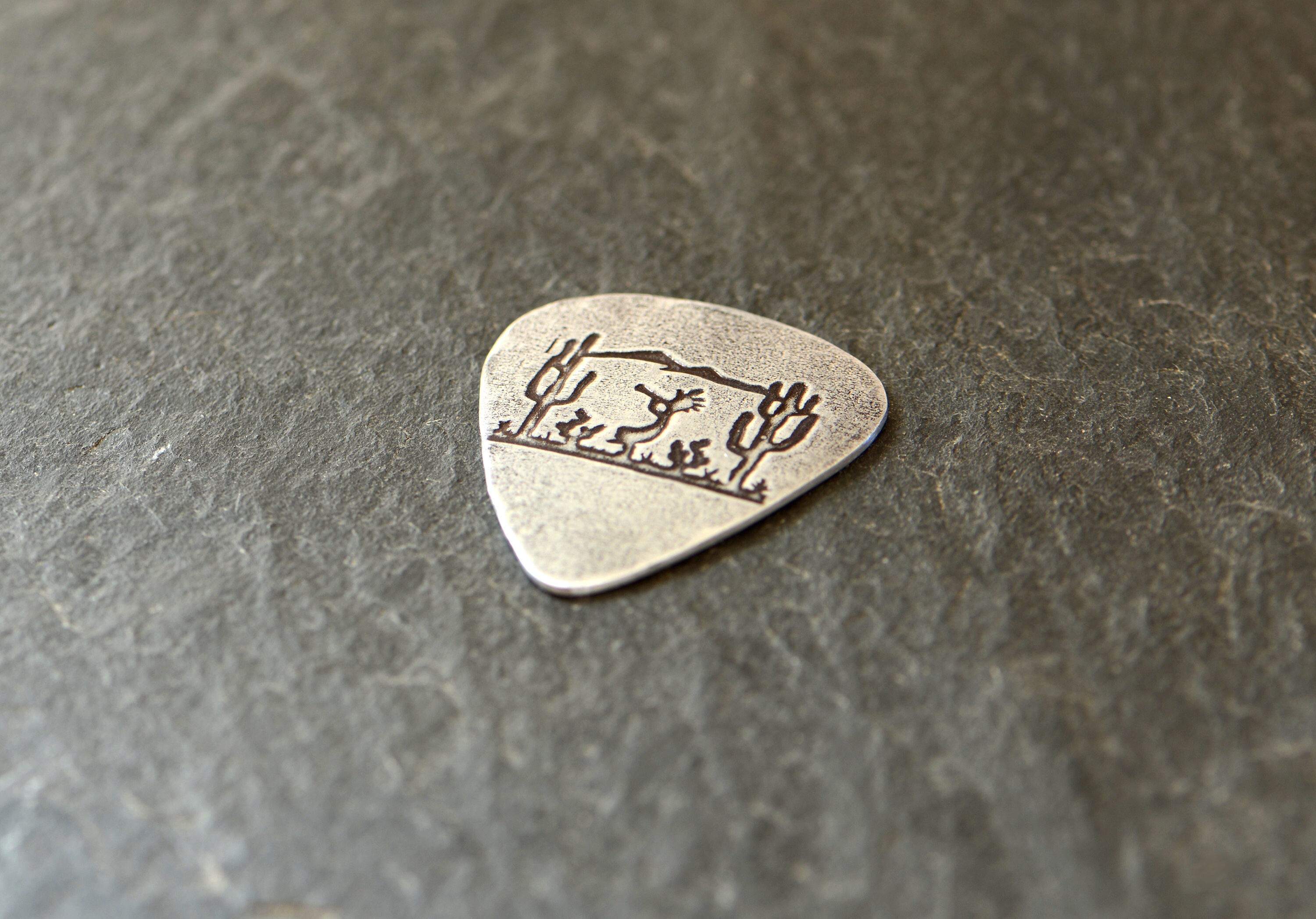 Sterling Silver Guitar Pick - Playable With Kokopelli and Saguaro Cacti ...