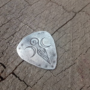 Aluminum Guitar Pick With Moon Goddess - Playable - Hammered Texture on ...