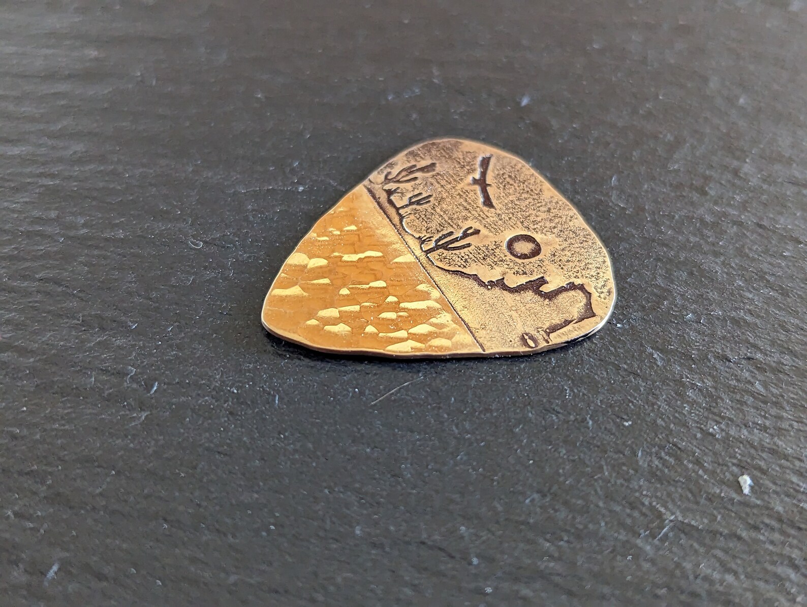 Bronze Guitar Pick With Desert Scene - Monument Valley - Cactus and ...