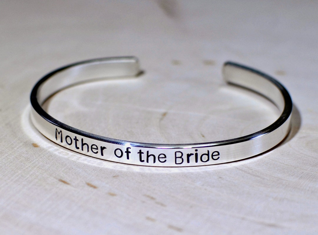 Sterling Silver Mother of the Bride Wedding Cuff Bracelet - Solid 925 ...