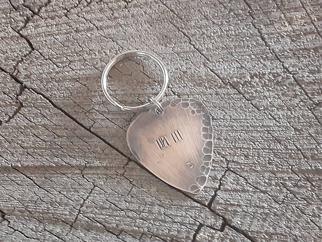 Bronze Guitar Pick Keyring - Tally Mark - Distressed Guitar Pick ...