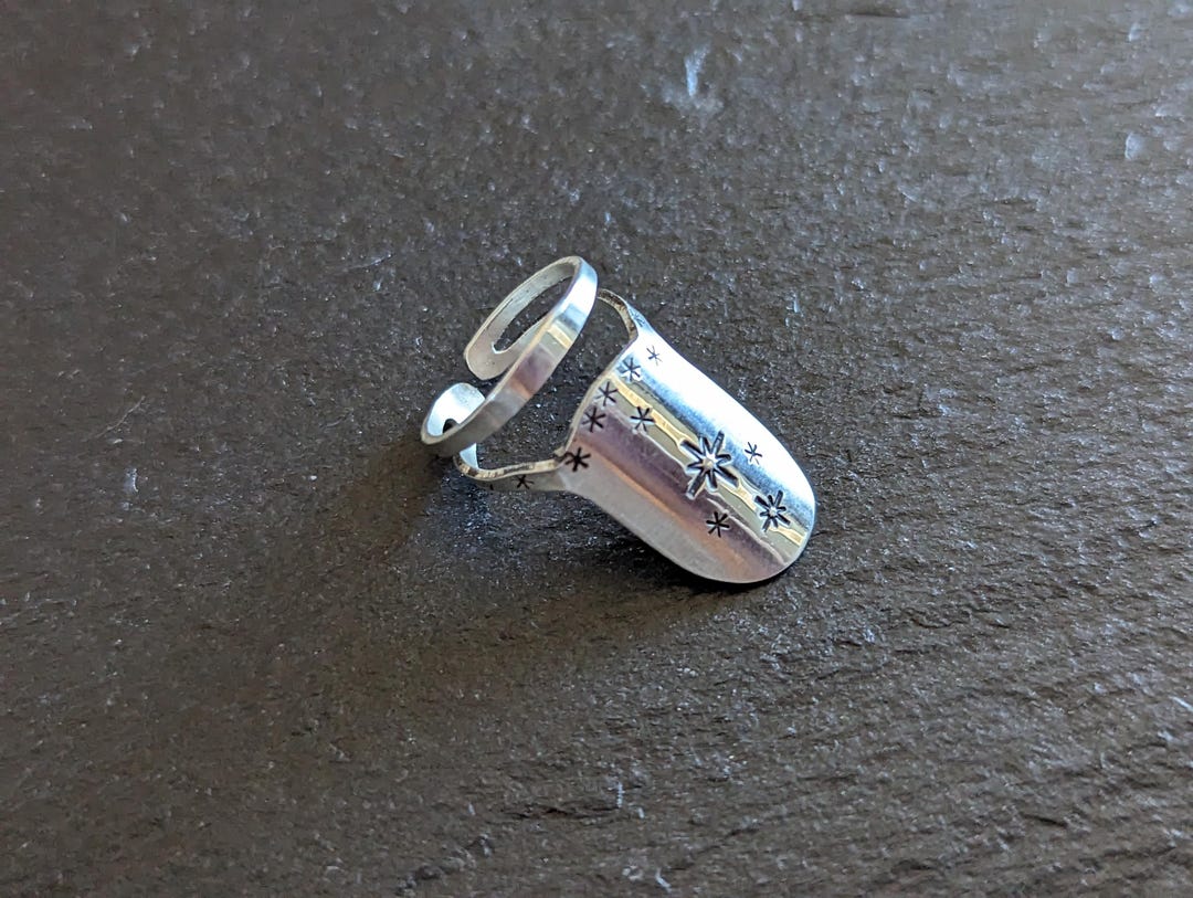 Sterling Silver Nail Armor Ring With Hand Stamped Pattern - Handmade - Etsy