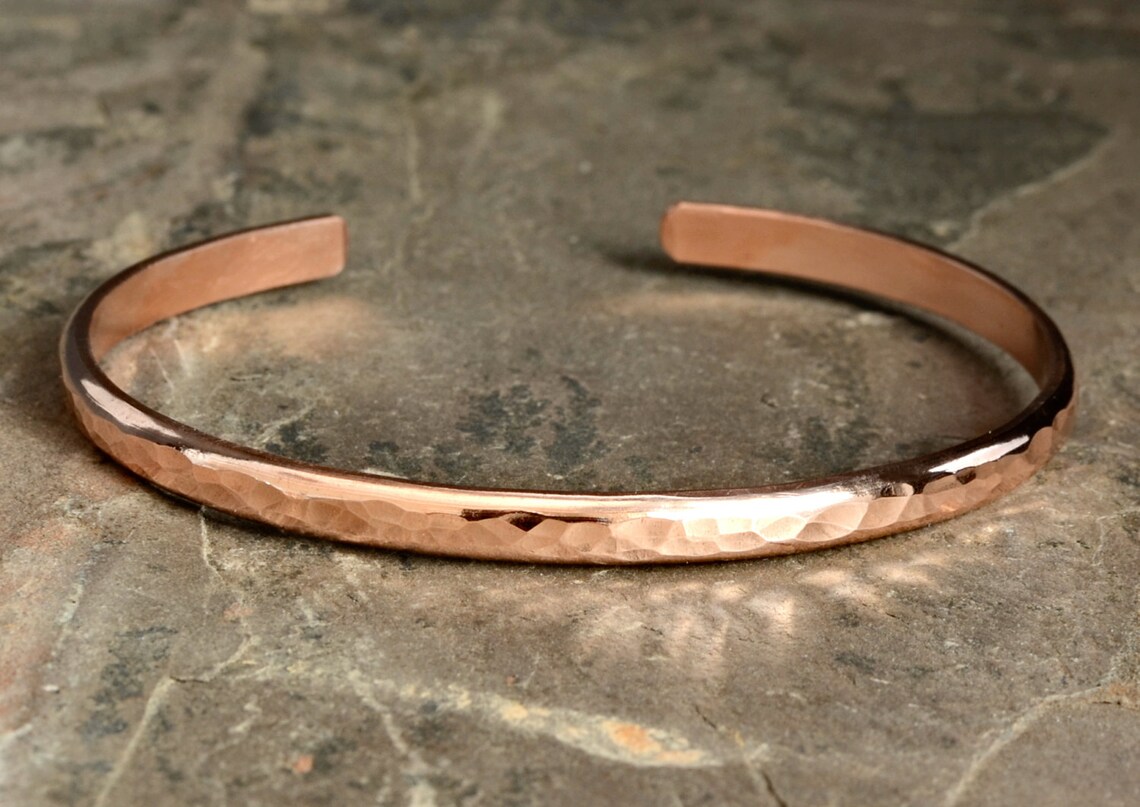 Dainty Hammered Copper Cuff Bracelet With Personalized Inside Engraving ...