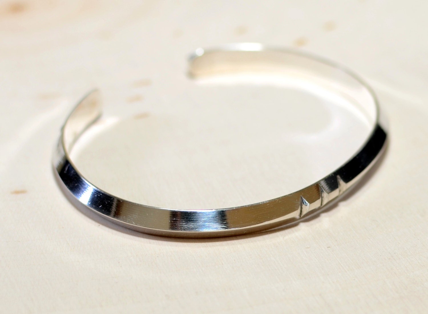 Dainty Sterling Silver Triangle Cuff Bracelet With 3 Notches - Etsy