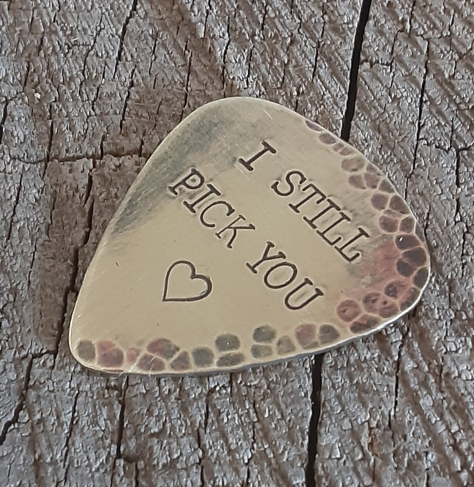 Brass Guitar Pick Anniversary Pick Distressed Guitar Pick | Etsy