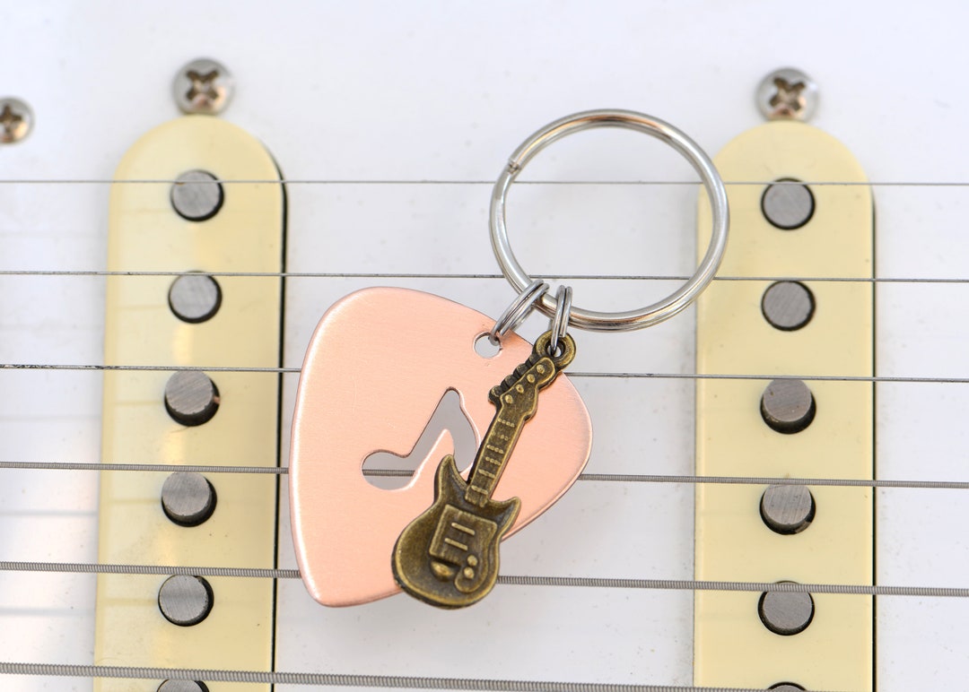 Music Note Cut Out Design Copper Guitar Pick Keychain - Etsy