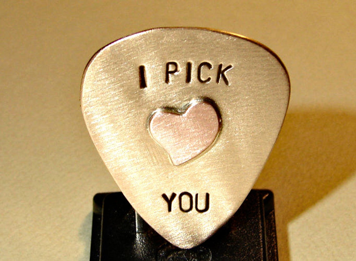 Bronze Guitar Pick With I Pick You and Special Copper Heart - Etsy