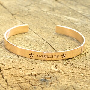 Namaste Bronze Yoga Inspired Cuff Bracelet - BBR11201814 - Etsy