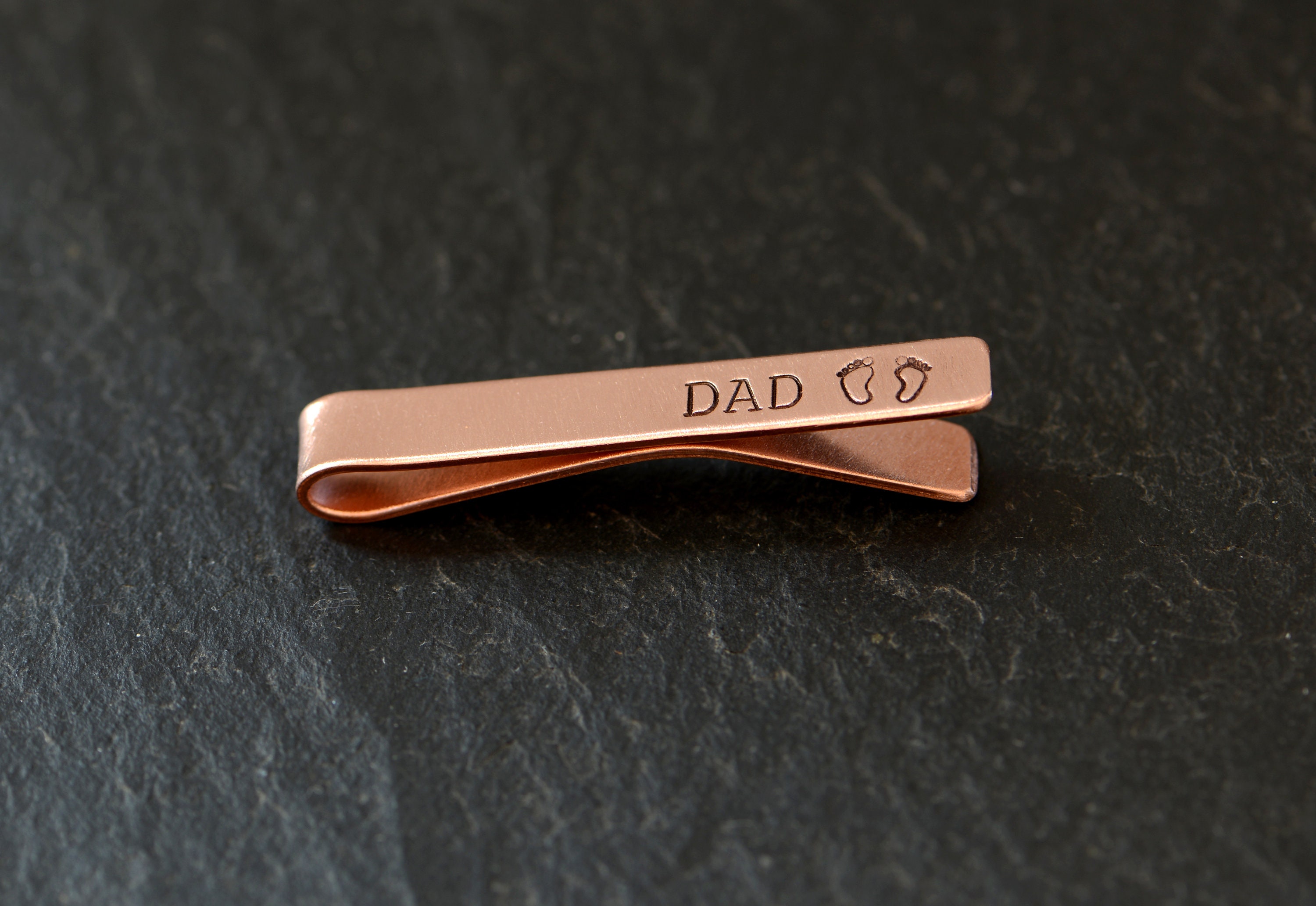 Copper Tie Bar With DAD and Baby Feet - New Dad - Etsy Canada