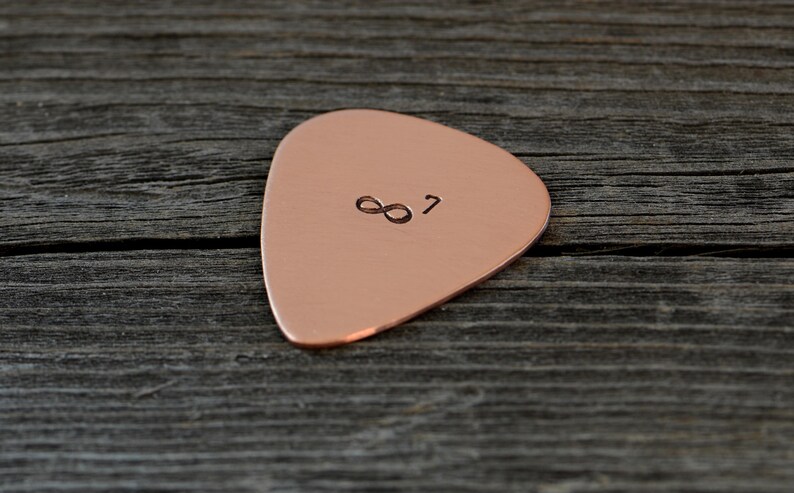 Copper Anniversary Guitar Pick 7th Anniversary - Infinity Sign and a 7 ...