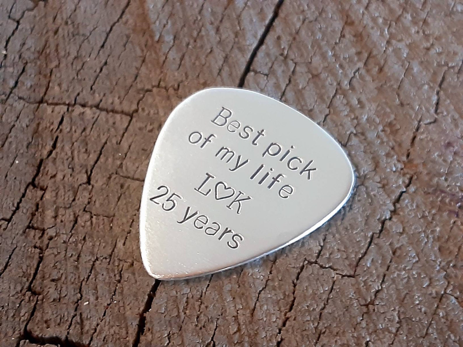 Sterling Silver Guitar Pick for 25th Anniversary - Silver Anniversary ...