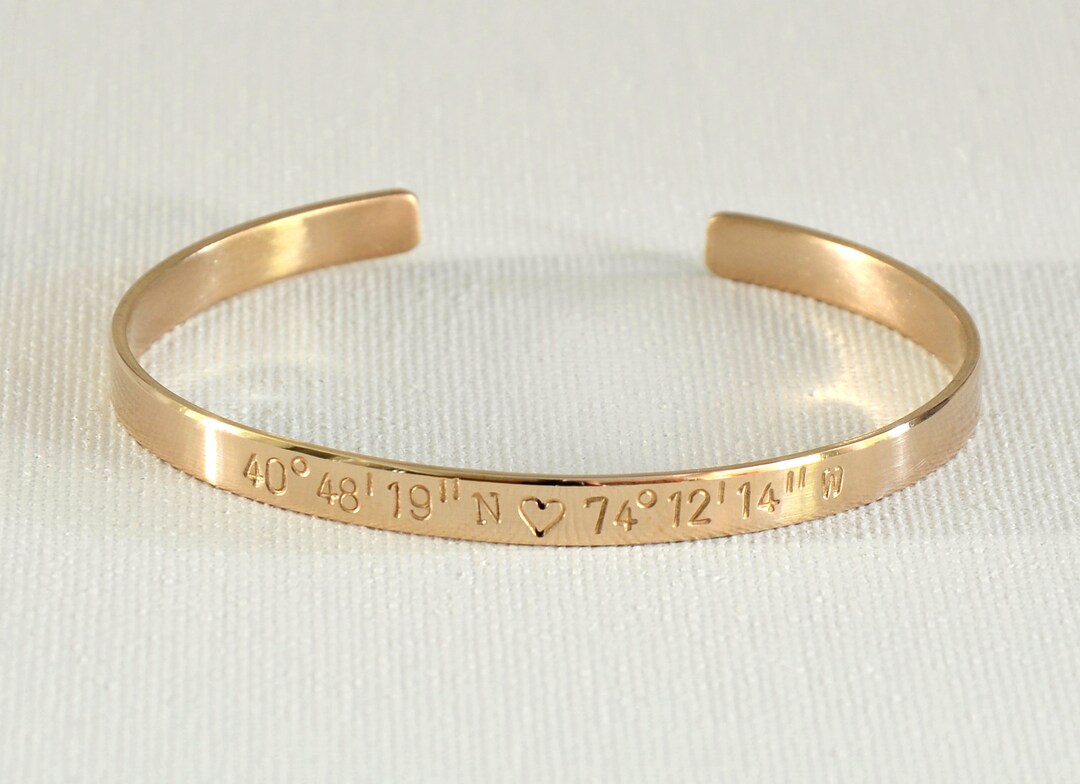 Bronze Gps Cuff Bracelet - Dainty Bronze Gps Cuff - Wedding Favor ...