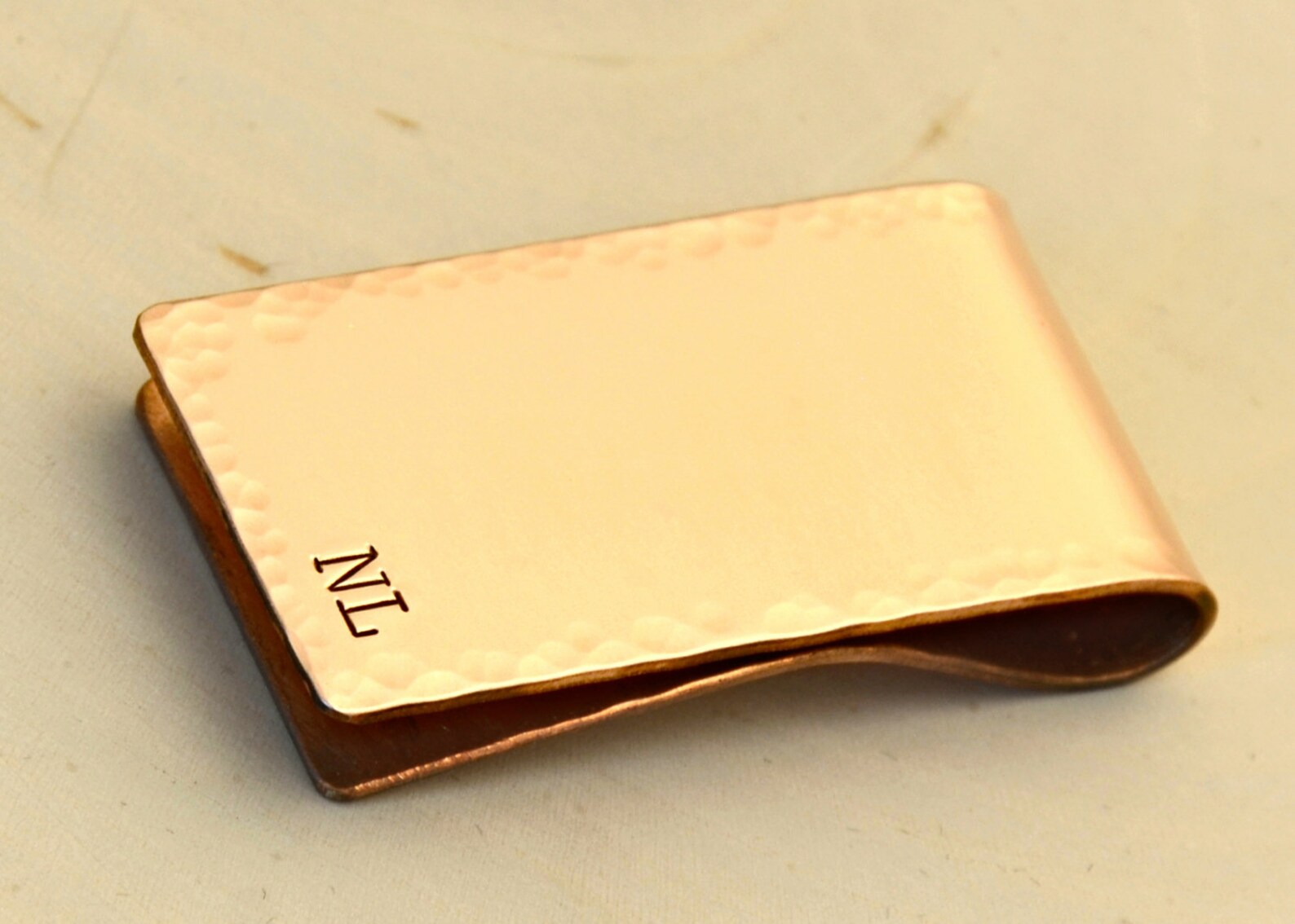Personalized Hammered Copper Money Clip Hand for 7th Anniversaries ...