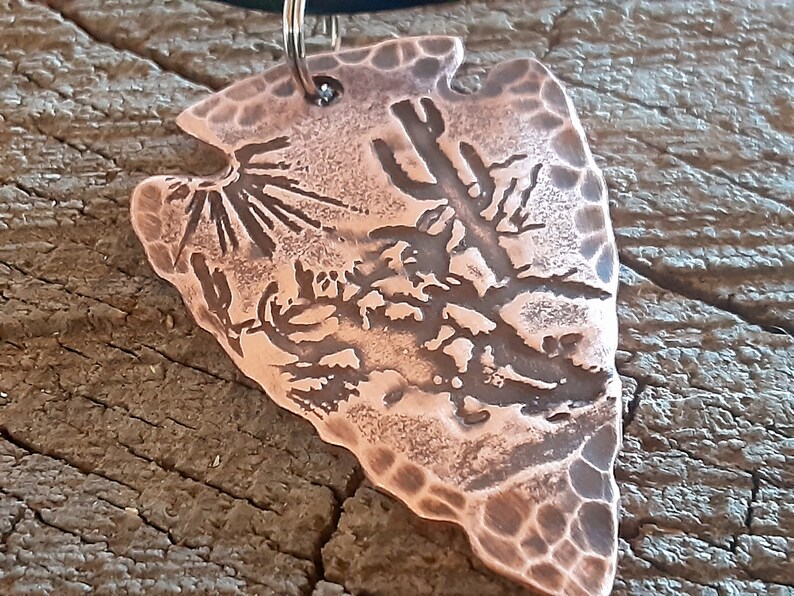 Copper Arrowhead Necklace With Desert Scene Hammered and - Etsy
