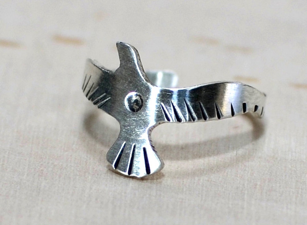 Flying Seagull Sterling Silver Toe Ring or Adjustable Finger Ring Solid ...