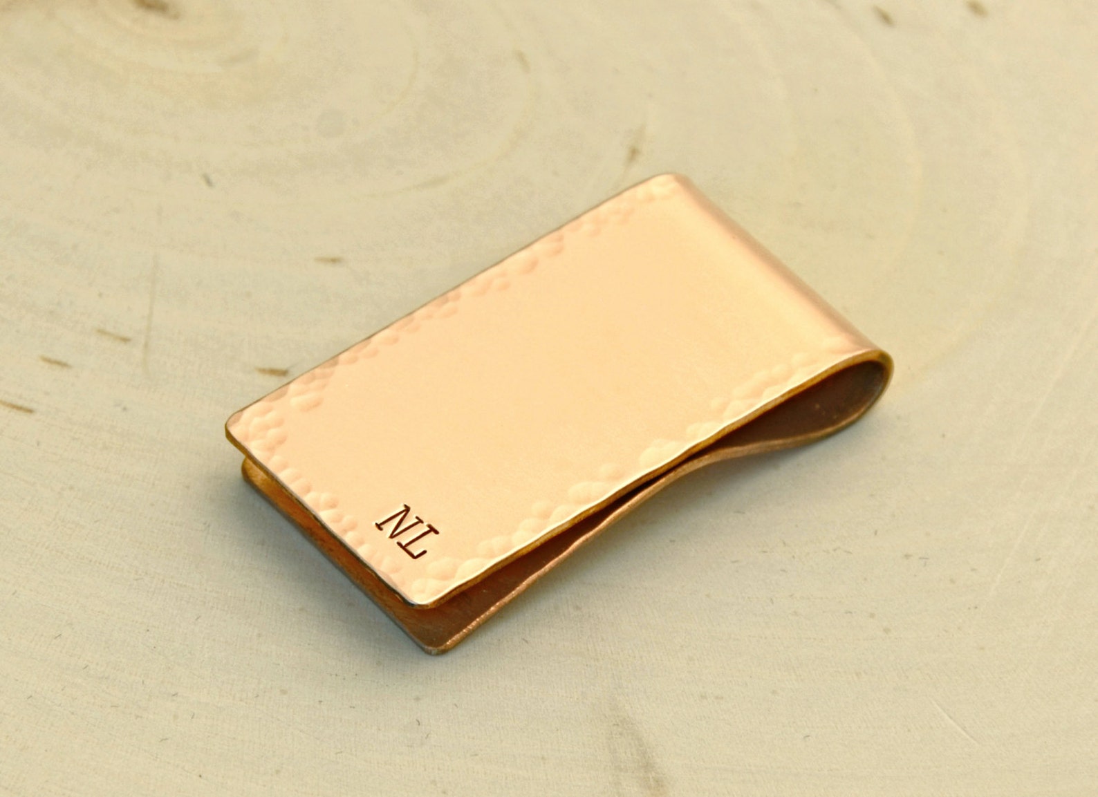 Personalized Hammered Copper Money Clip Hand for 7th Anniversaries ...