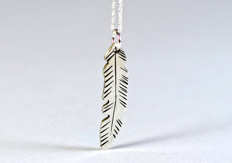Dainty Feather Necklace in Solid 925 Sterling Silver - Etsy