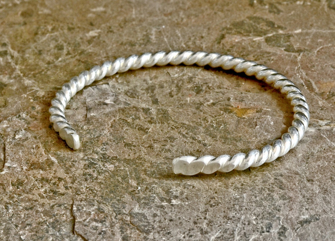 Sterling Silver Twisted Wire Cuff Bracelet Solid 925 BR064 - Etsy