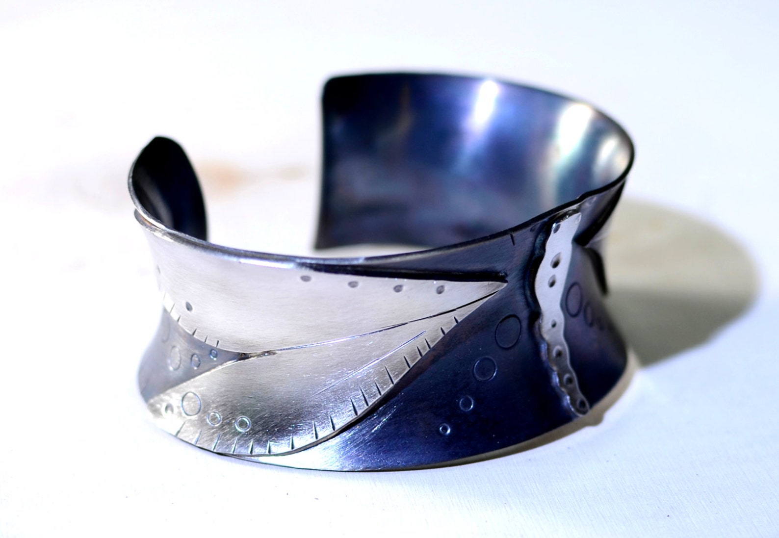 Sterling Silver Dragonfly Cuff Bracelet With Anticlastic Shape and ...