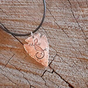 Men's Copper Arrowhead Necklace With Southwestern Lizard and an ...