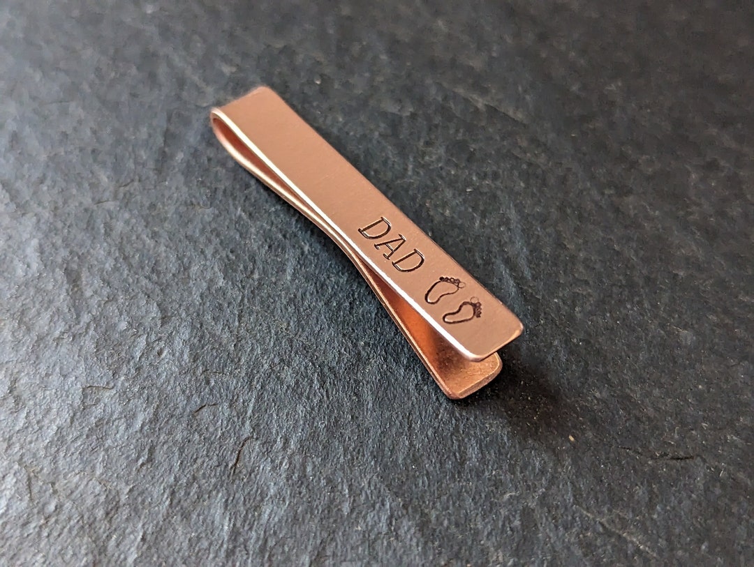 Copper Tie Bar for Dad - Baby Feet Tie Clip - Etsy
