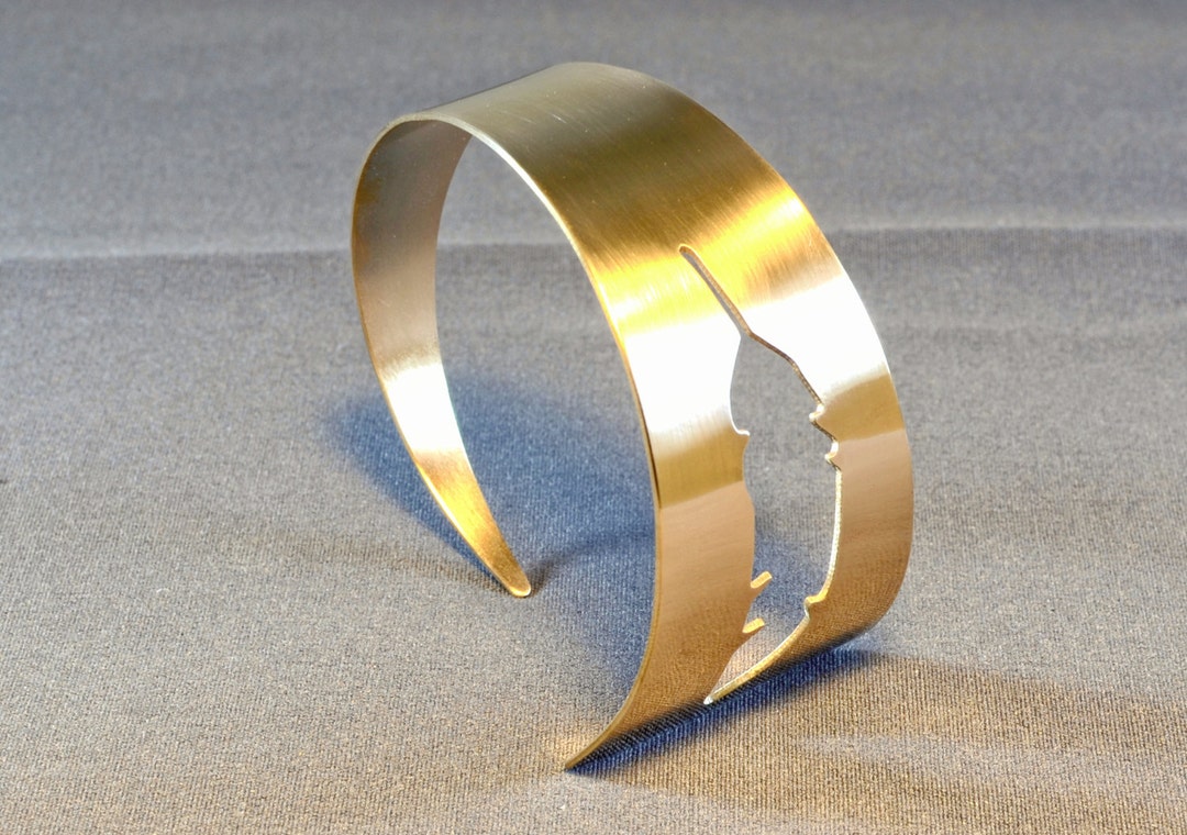 Golden Bronze Artisan Feather Cuff Bracelet Artistically Handmade and ...