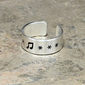 Sterling Silver Musical Toe Ring Hand Stamped With Music Notes - Solid ...