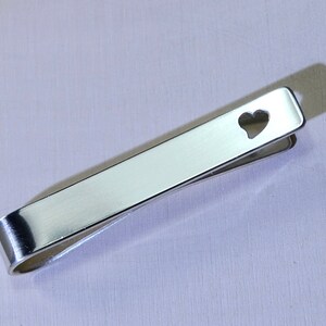 Sterling Silver Tie Clip With Heart Cut Out for Father's Day and ...