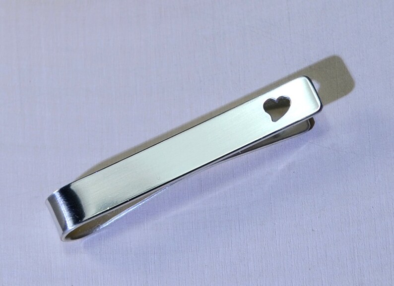 Sterling Silver Tie Clip With Heart Cut Out for Father's | Etsy