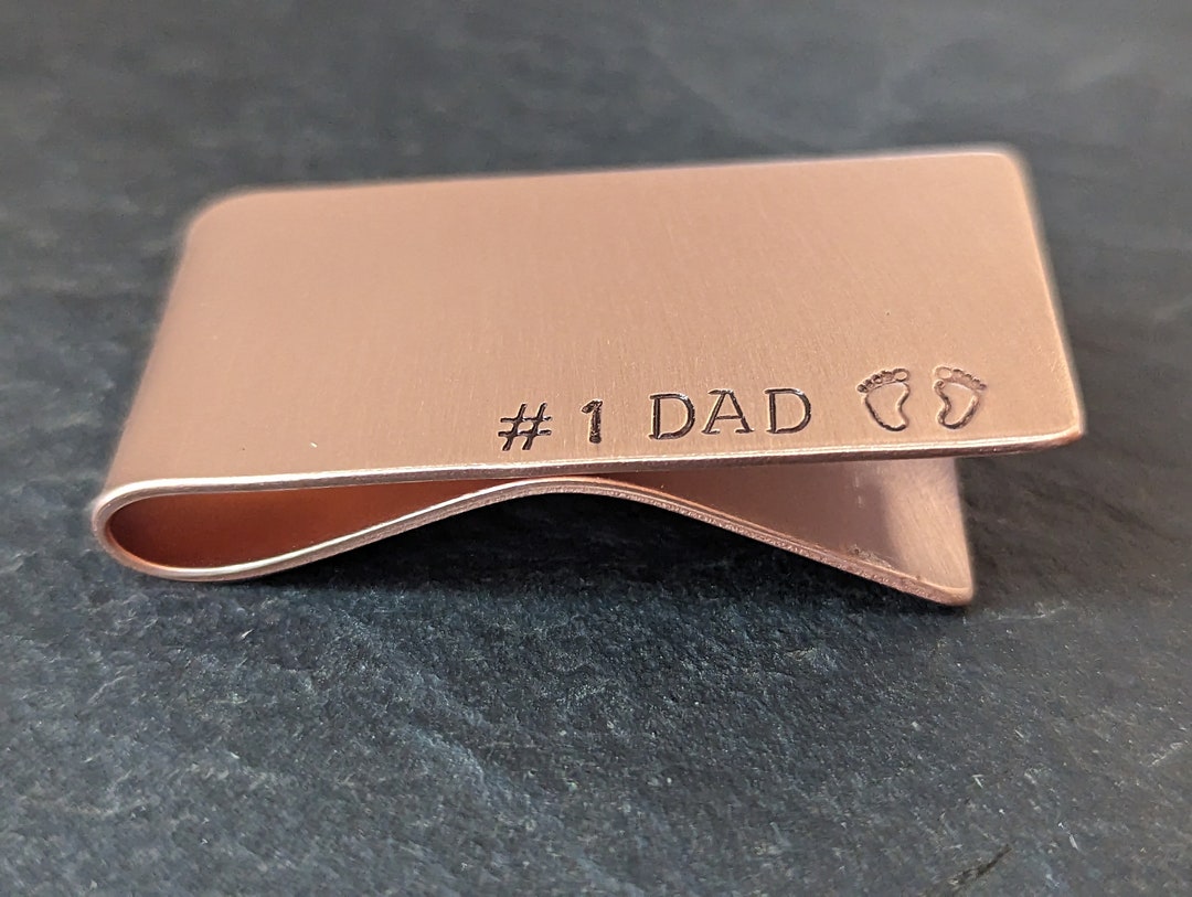Handmade Copper Money Clip – '#1 Dad' & Baby Feet, Father's Day Gift - Etsy