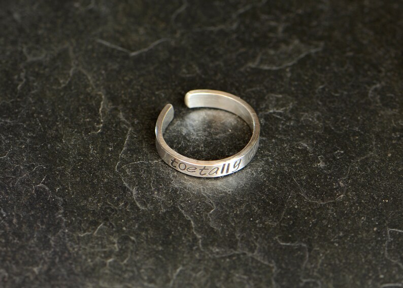 Dainty Sterling Silver Toetally Crazy Toe Ring - Pun and Funny Toe Ring ...
