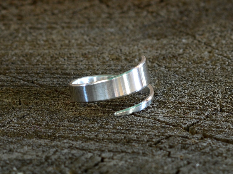 Polished Sterling Silver Tapered Wrap Ring – 925 Bypass Style Ring ...